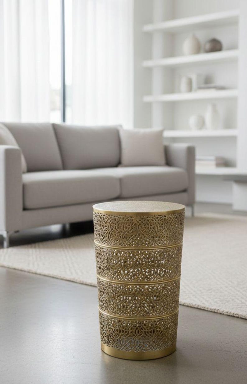 Handmade Moroccan Brass Side Table – Engraved Boho Accent Table - Etsy UK