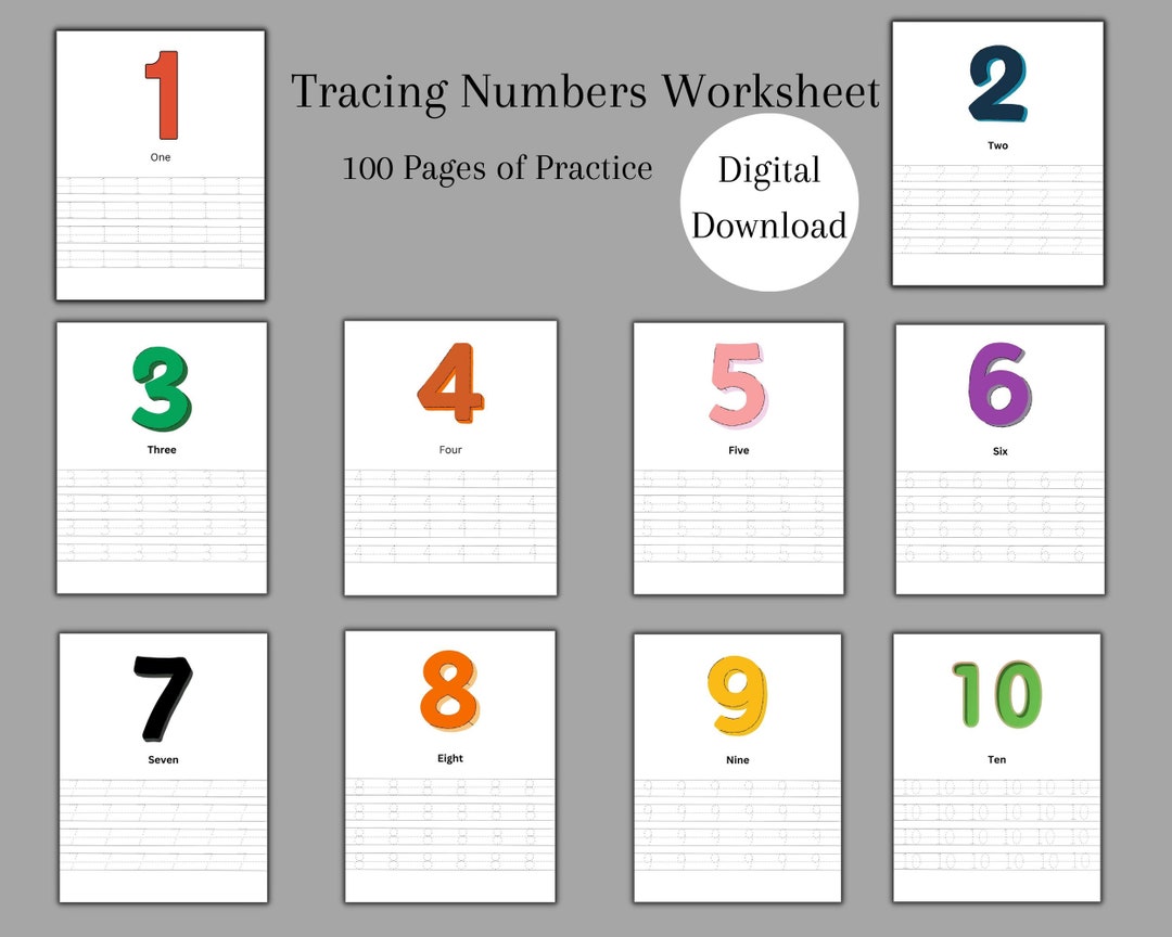 1 to 100 Number Worksheets Handwriting 100 Number - Etsy