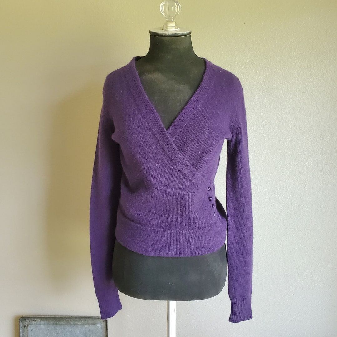 Lamb and Angora Rabbit Hair Cropped Purple Sweater - Etsy