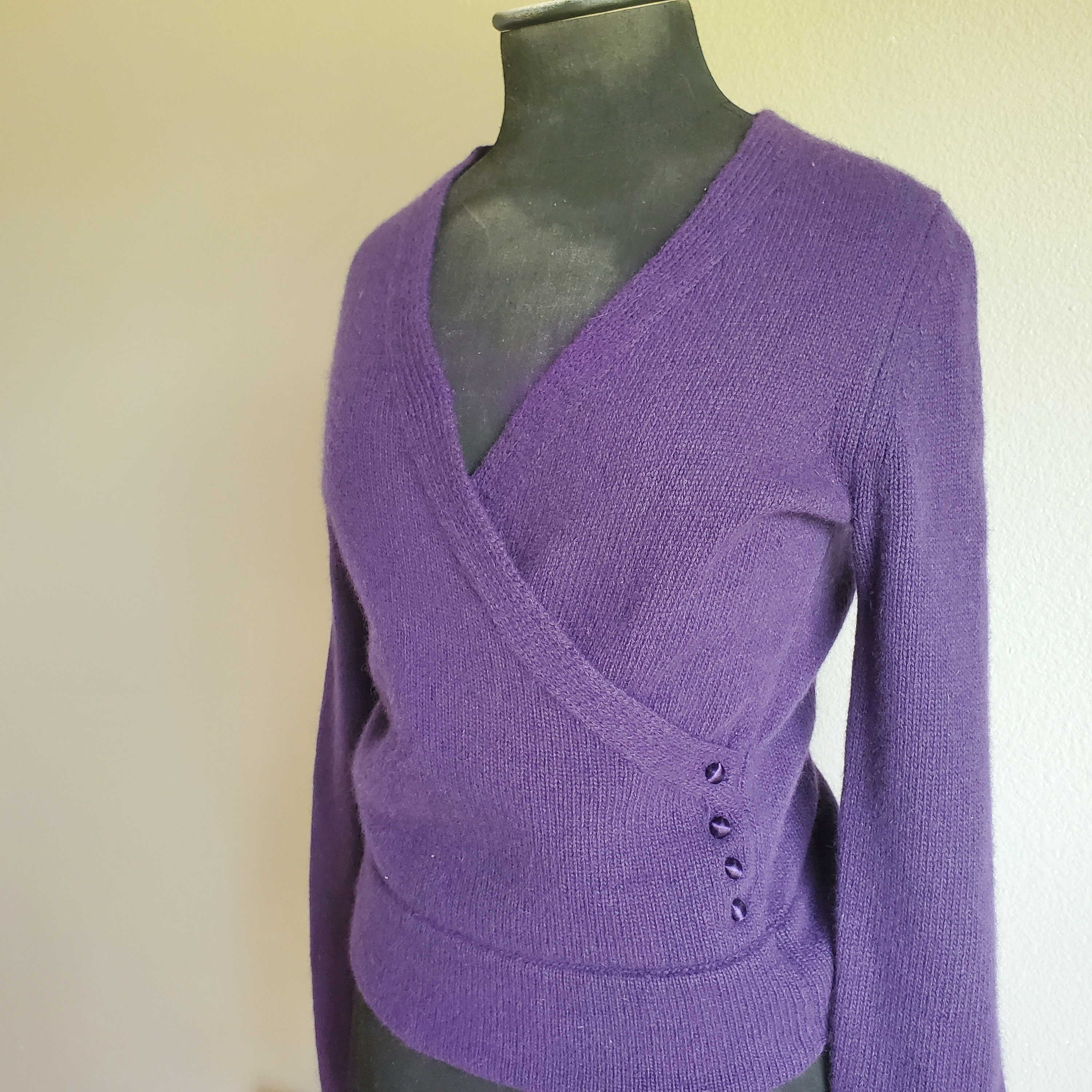 Lamb and Angora Rabbit Hair Cropped Purple Sweater - Etsy