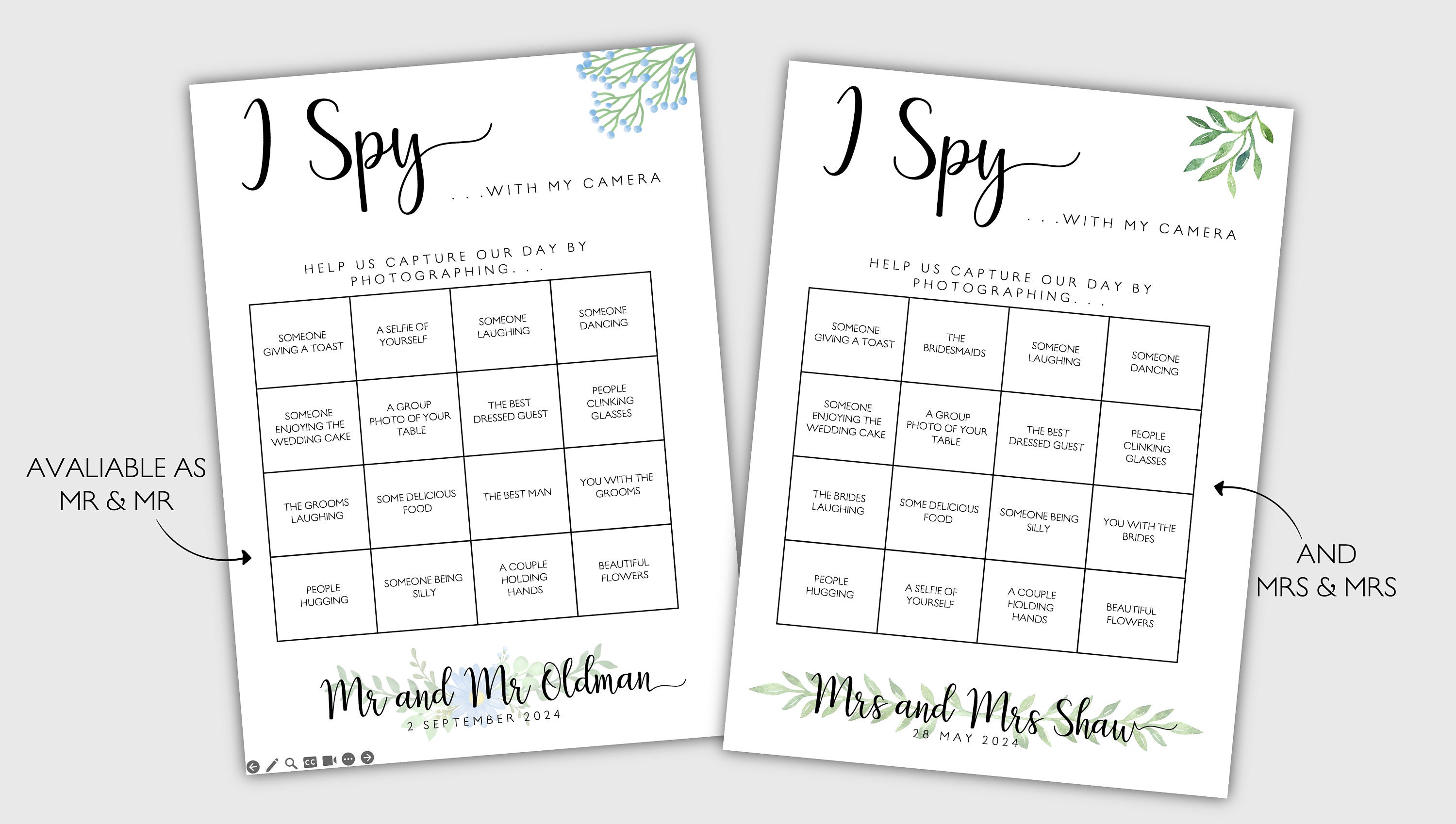Personalised Wedding Day I Spy Camera Activity Sheet for Guests Digital ...