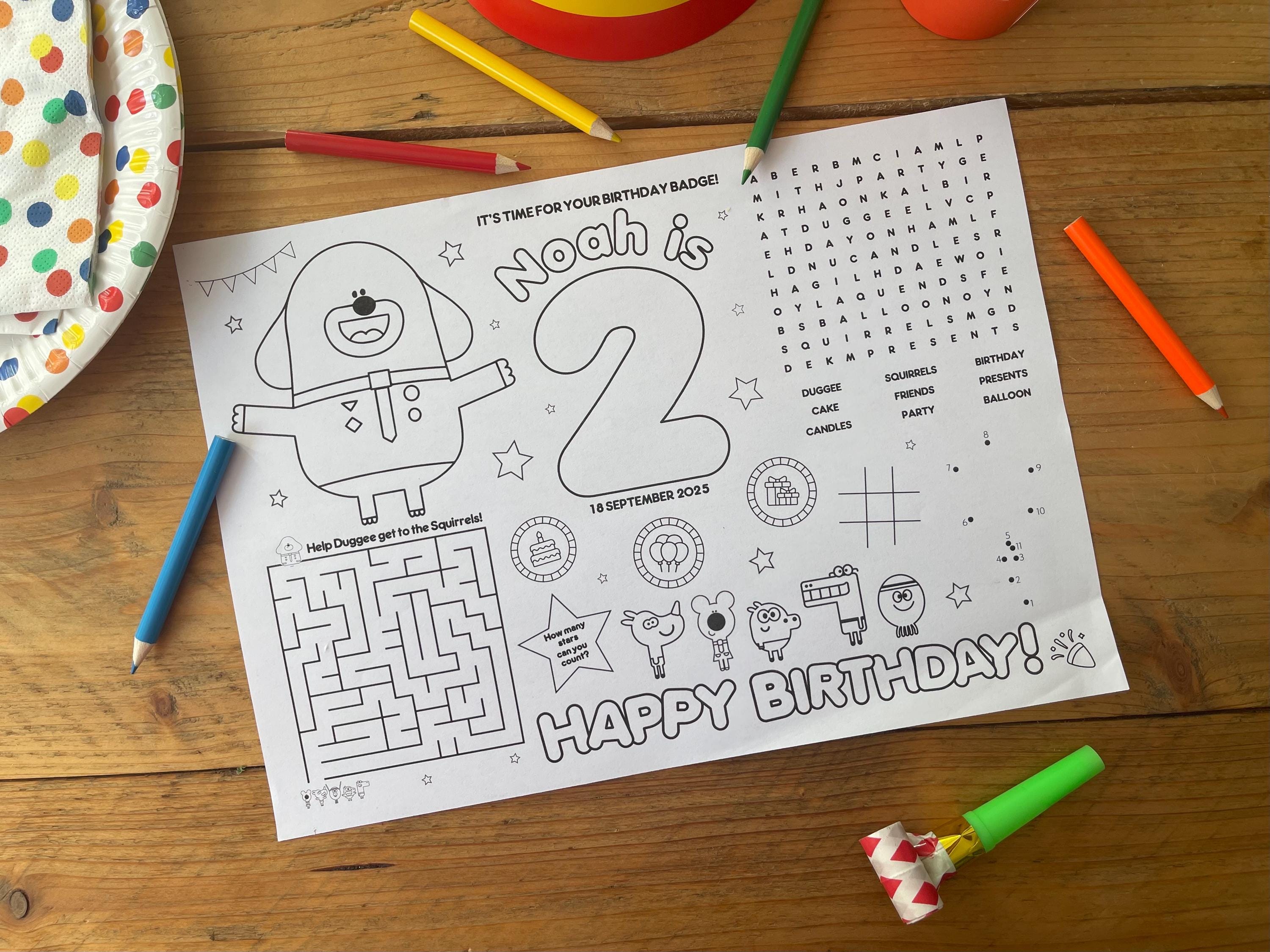 Personalised Hey Duggee Activity Sheet - Children's Birthday Party ...