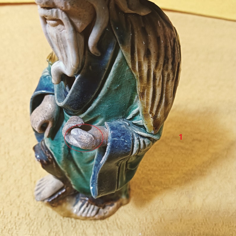2 Chinese Antique Handmade Shekwan Shiwan Clay Pottery Mud Man ...
