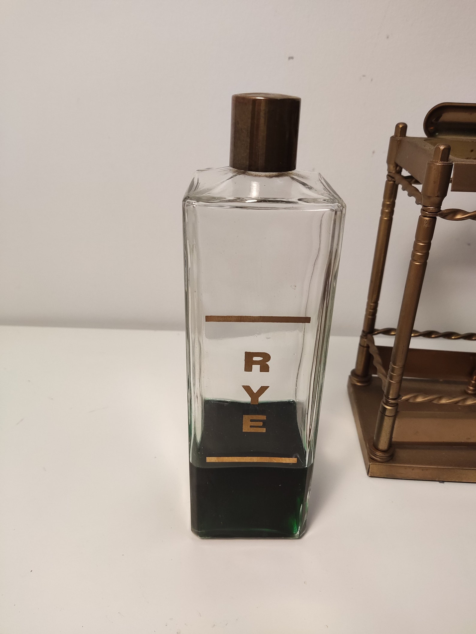 1950s Vintage Liquor Decanters Liquor Caddy Brass Holder Metal Liquor ...