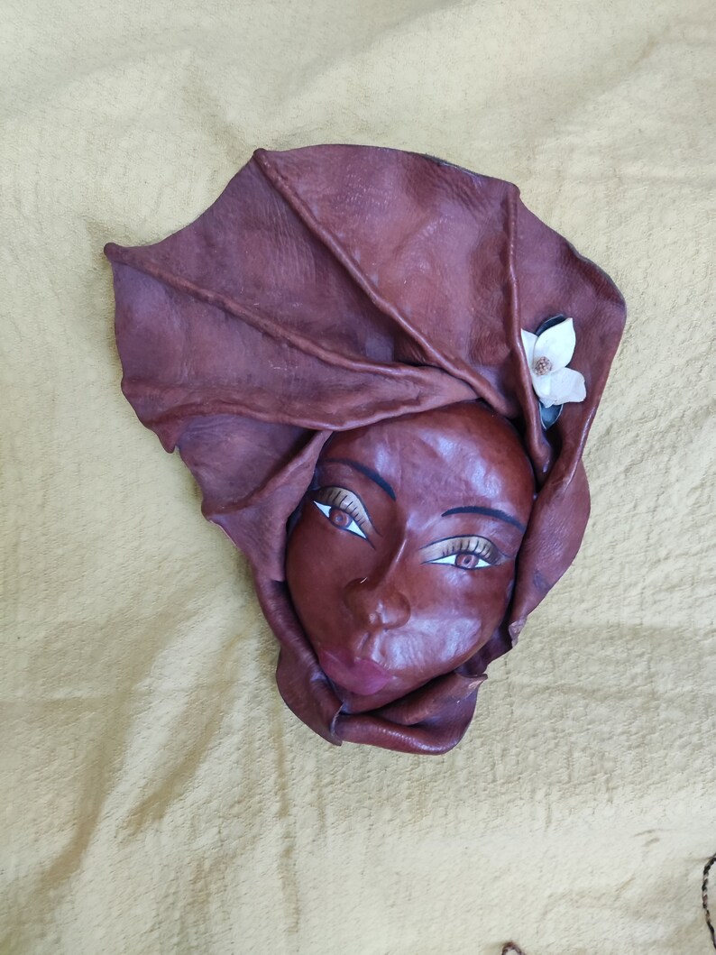 Vintage Handmade Leather Woman's Face Wall Art Handcraft - Etsy