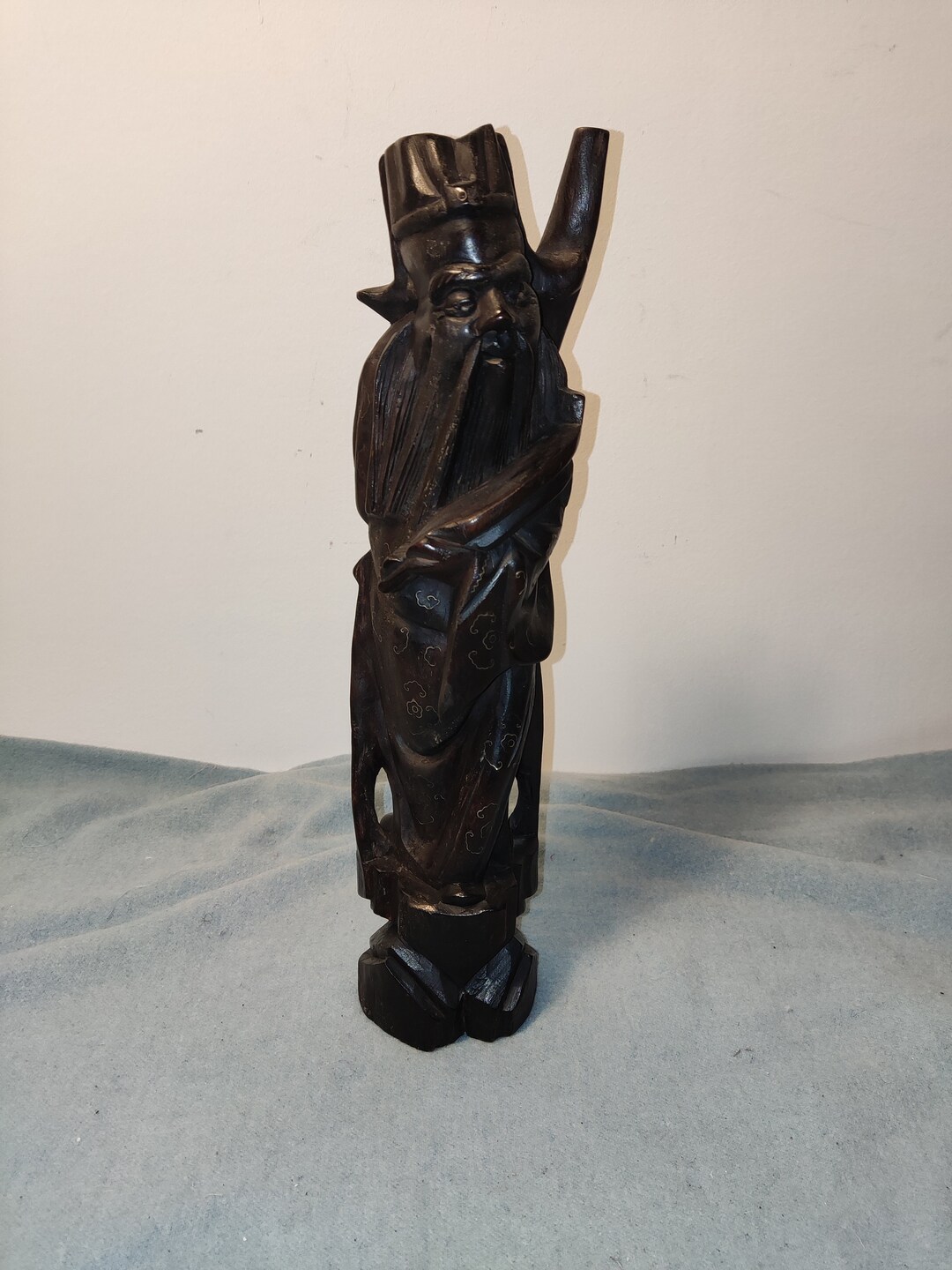 Vintage Wood Figurine Vintage Asian Handmade Wood Carving of A Deity ...