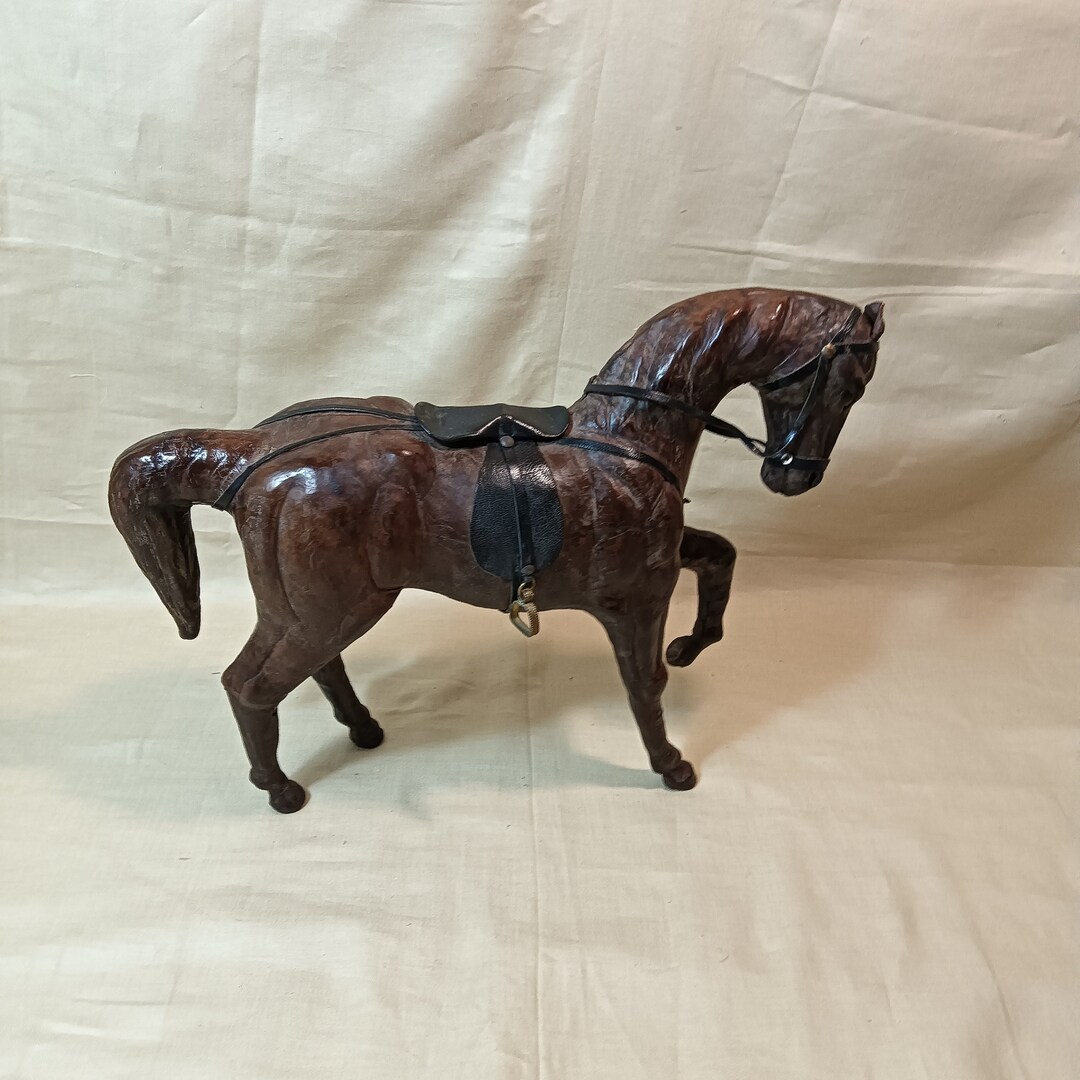 14 Long Vintage Handcraft Decorative Wrapped Leather Horse Statue ...