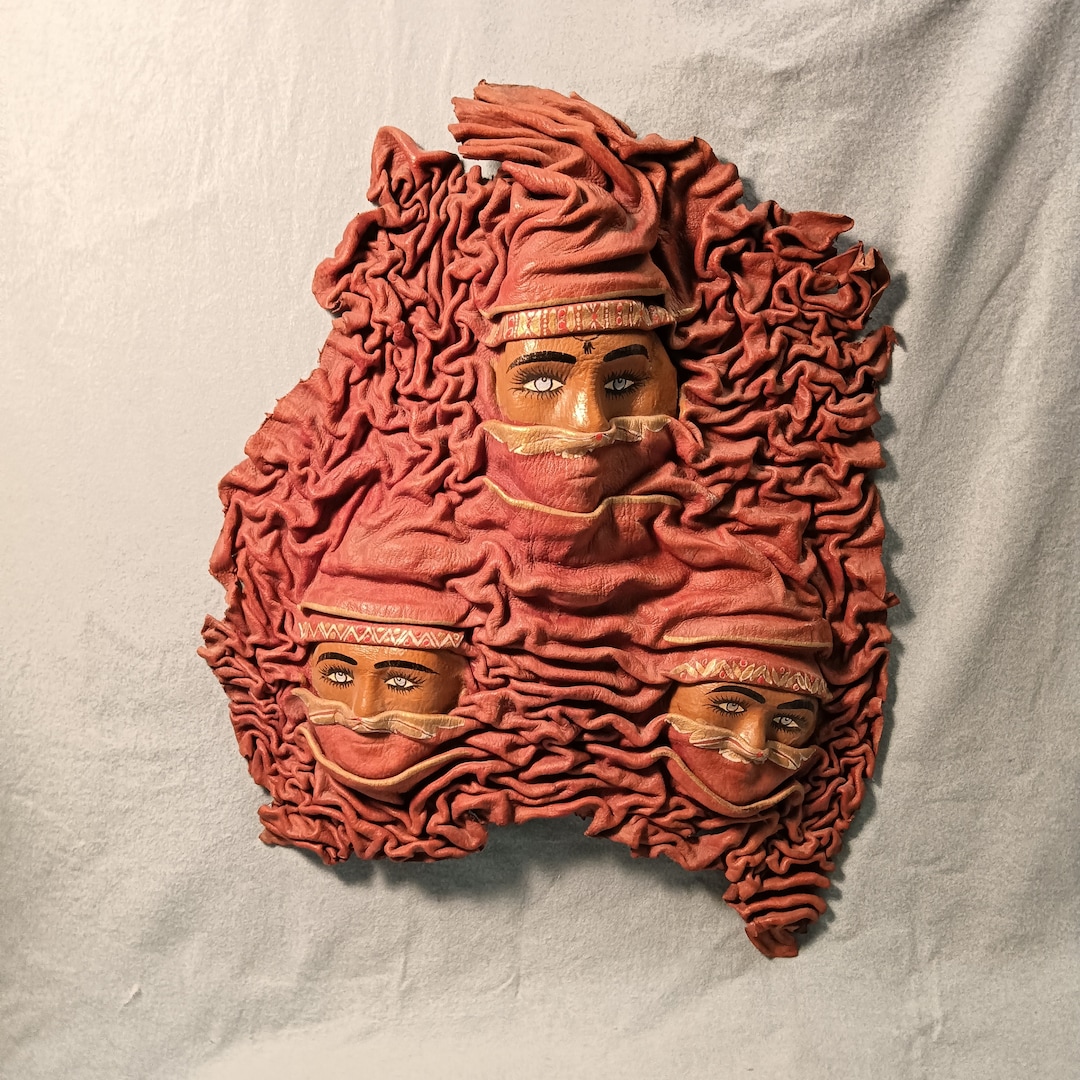 Vintage Handcrafted 3D Red Leather Wall Hanging Face Mask Molded Face ...