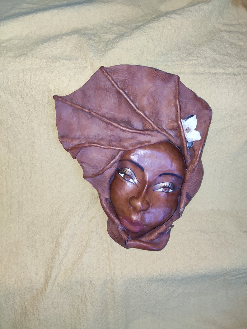 Vintage Handmade Leather Woman's Face Wall Art Handcraft - Etsy