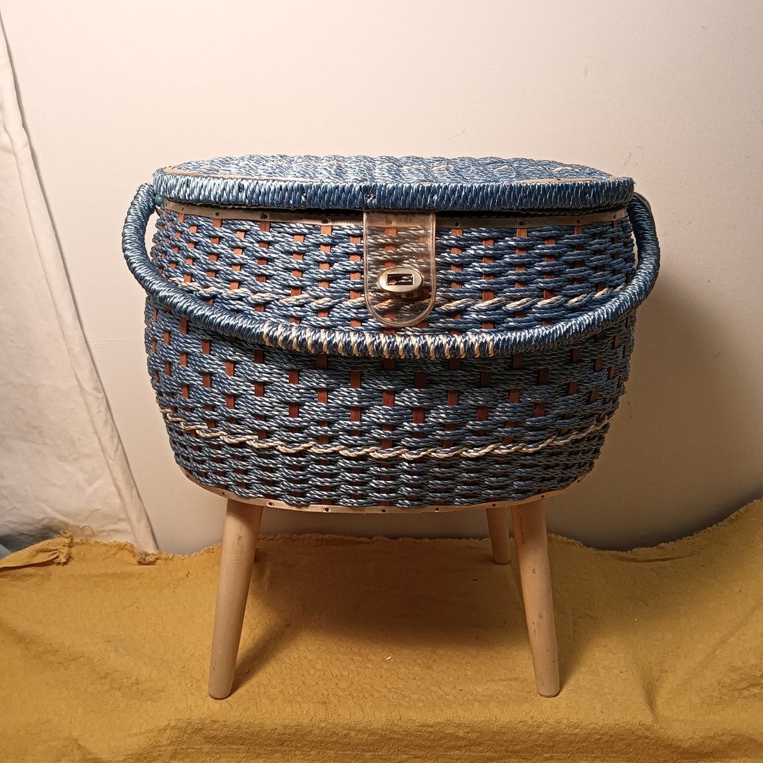 Vintage Woven DRITZ Sewing Basket Supported on 4 Legs Oval - Etsy