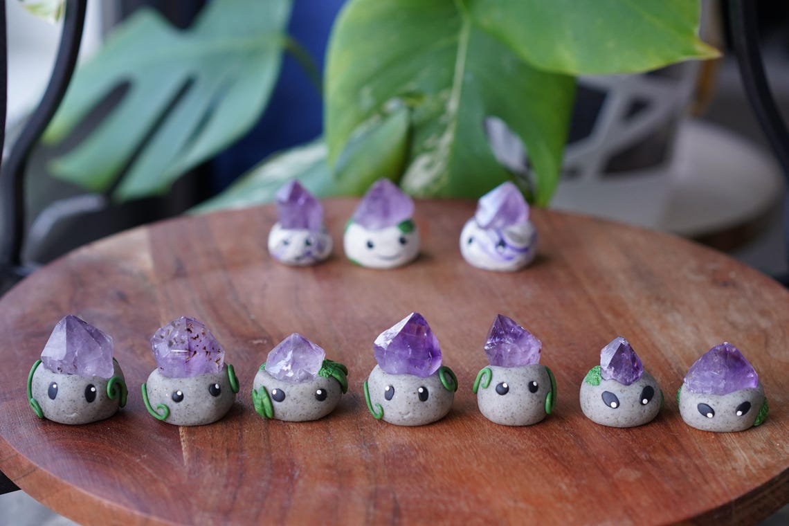 You Choose! Crystal Rock Pets - Clay - Amethyst - Quartz - Handmade ...