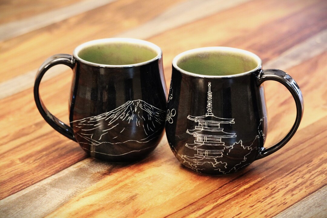 Custom Handmade Carved Ceramic Partner Mugs Pair Couples Set ...