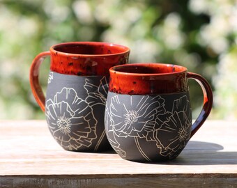 Handmade Carved Ceramic Mug | Mountains | Wheel Thrown Stoneware ...