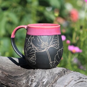 Pre-order: Handmade Carved Ceramic Mug Poppy Wheel Thrown Stoneware ...