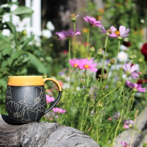 Pre-order: Handmade Carved Ceramic Mug Poppy Wheel Thrown Stoneware ...