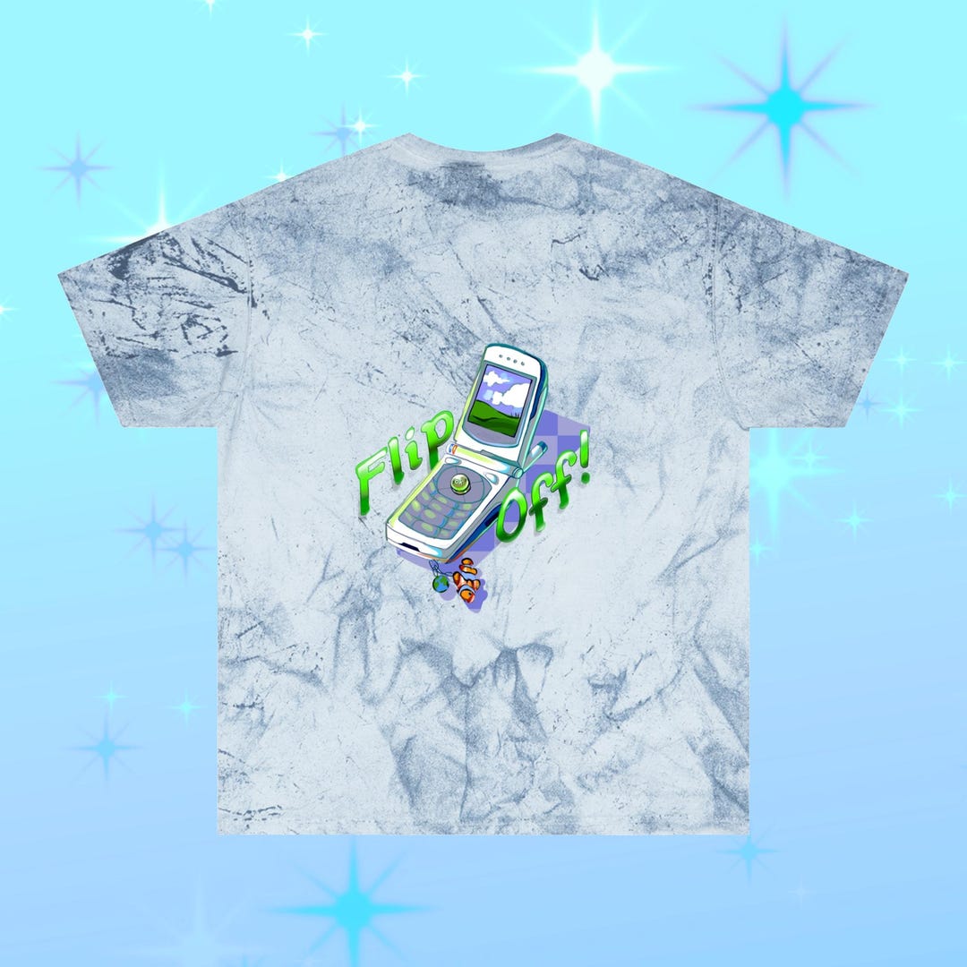 Flip Off! | Frutiger Aero Y2K Inspired Flip Phone T-shirt | Anzo Arts ...