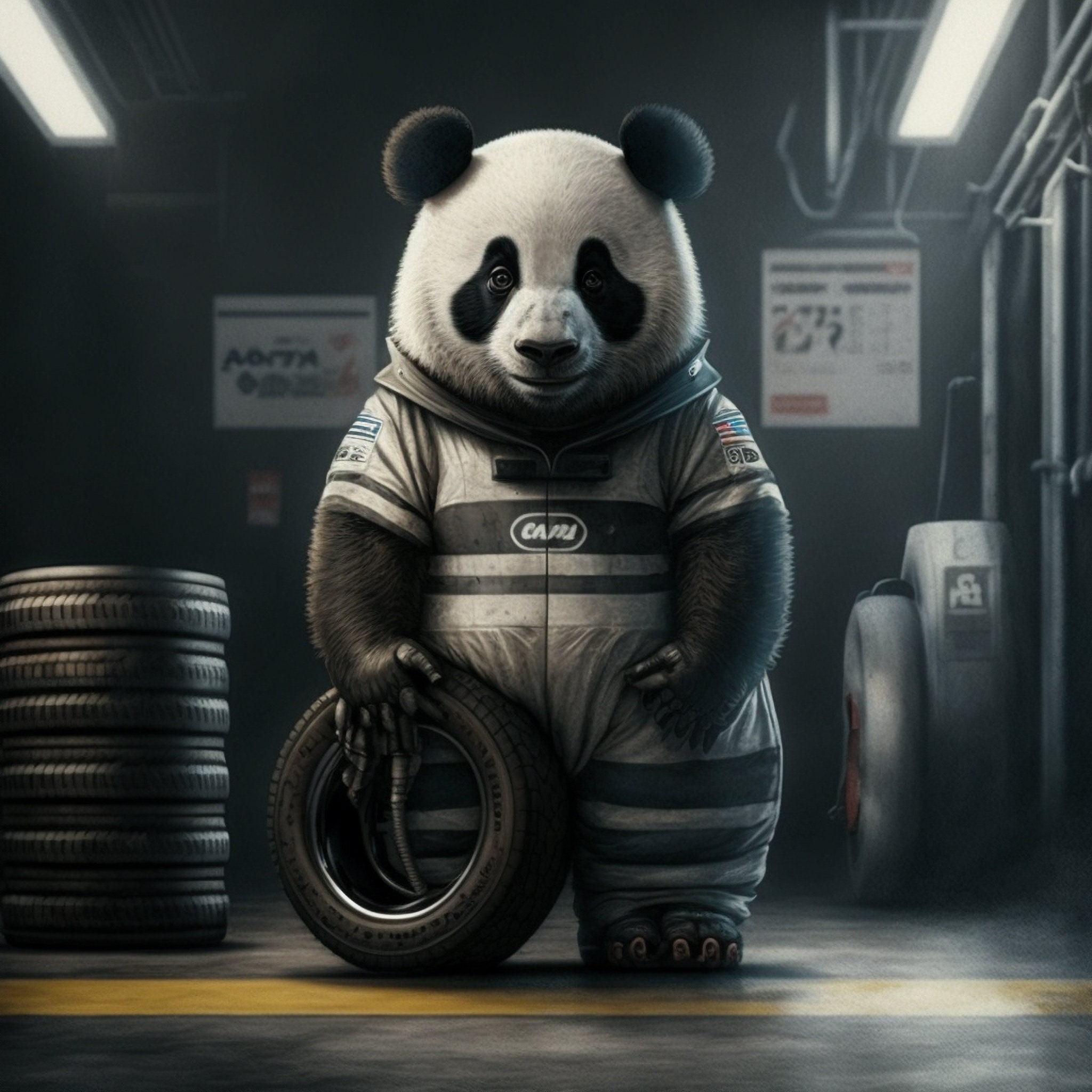 Panda Bear Tire Man Digital Art for Home Decor - Etsy
