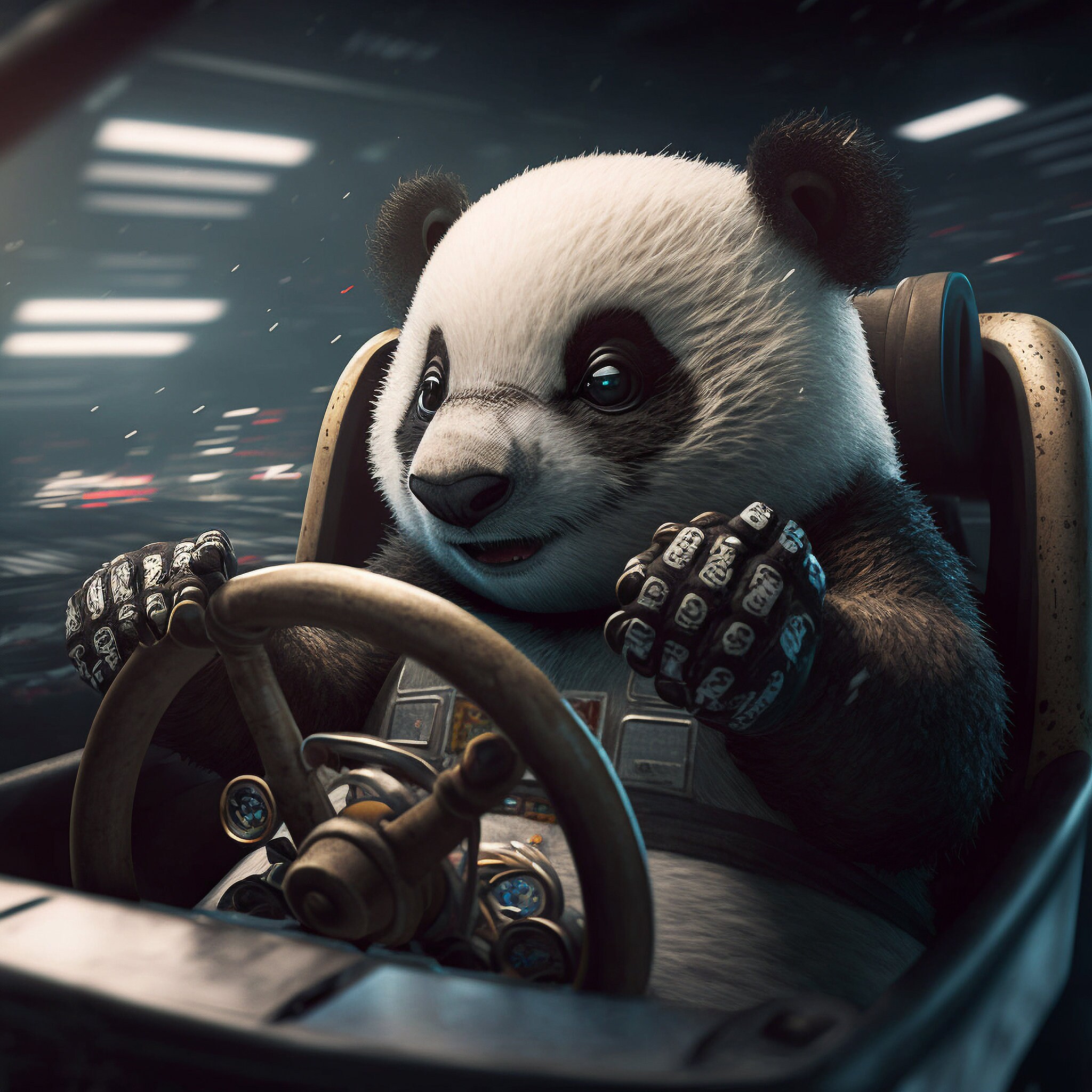 Panda Bear Race Car Driver - Etsy