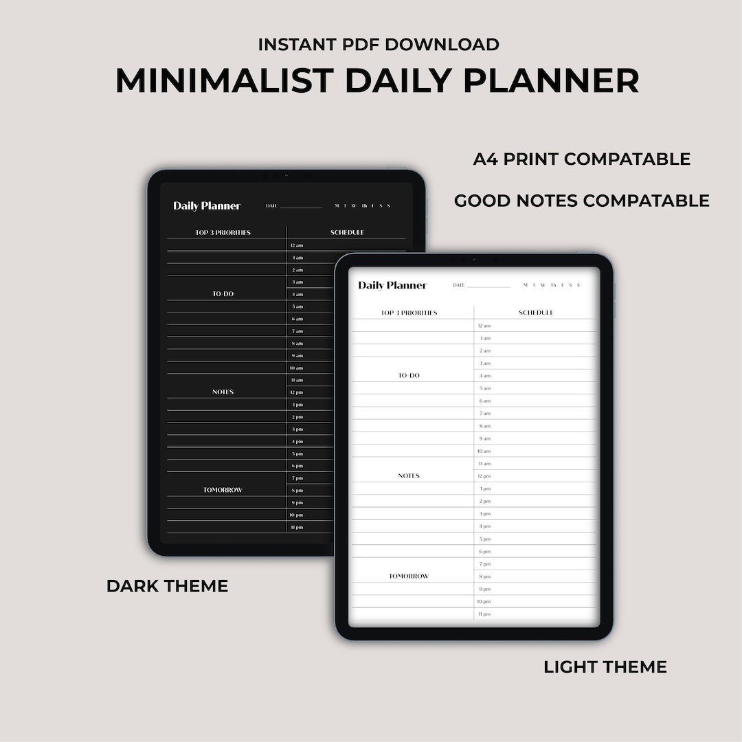 Minimalist Daily Planner, Digital Daily Planner, Goodnotes Planner ...