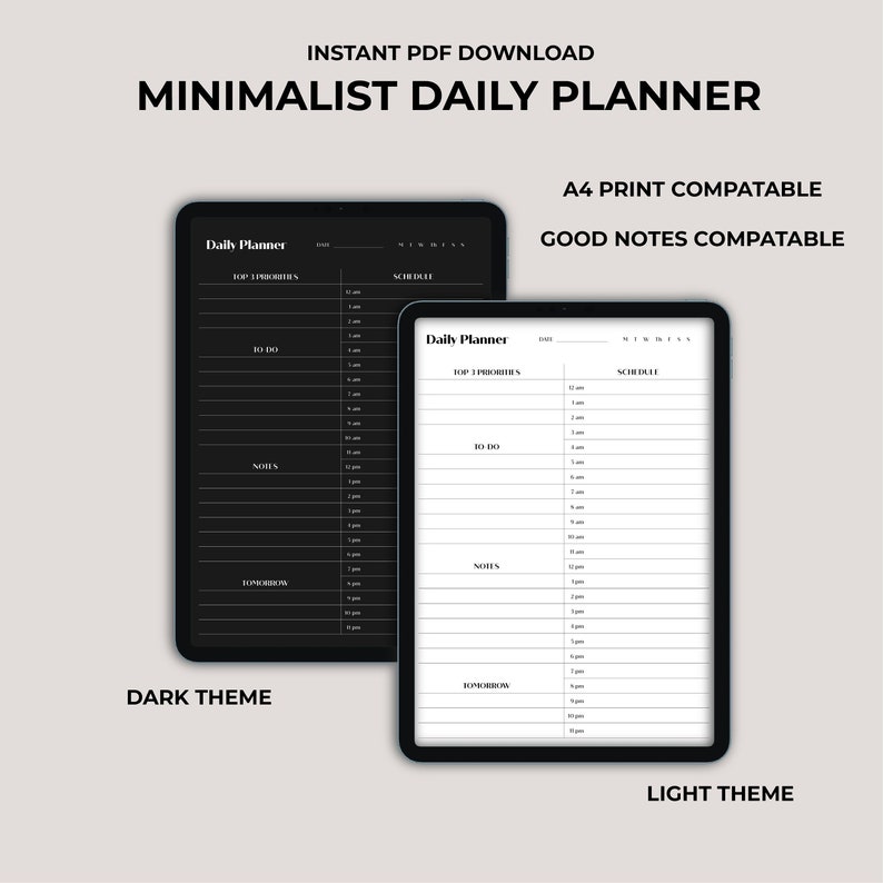 Minimalist Daily Planner, Digital Daily Planner, Goodnotes Planner ...