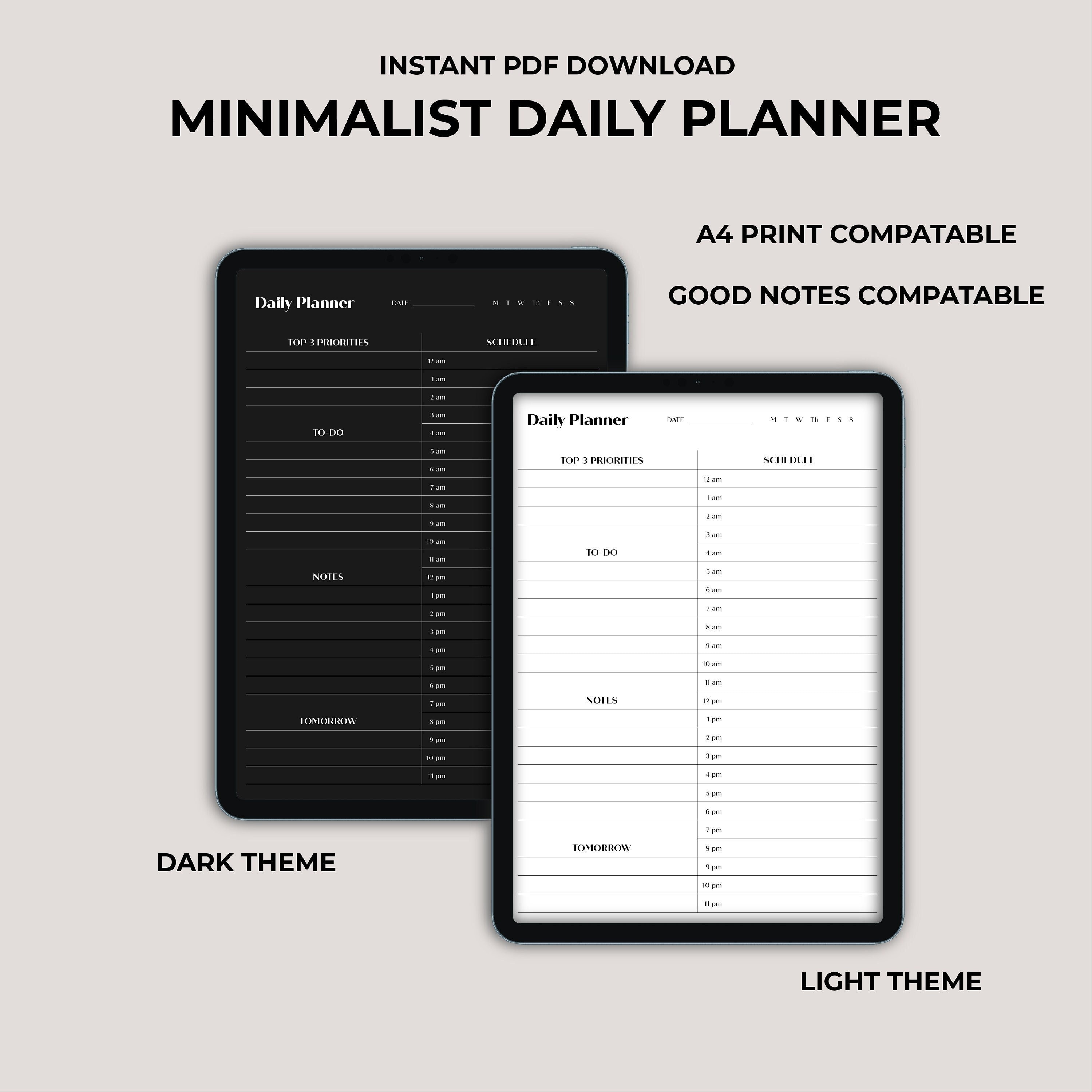 Minimalist Daily Planner, Digital Daily Planner, Goodnotes Planner ...
