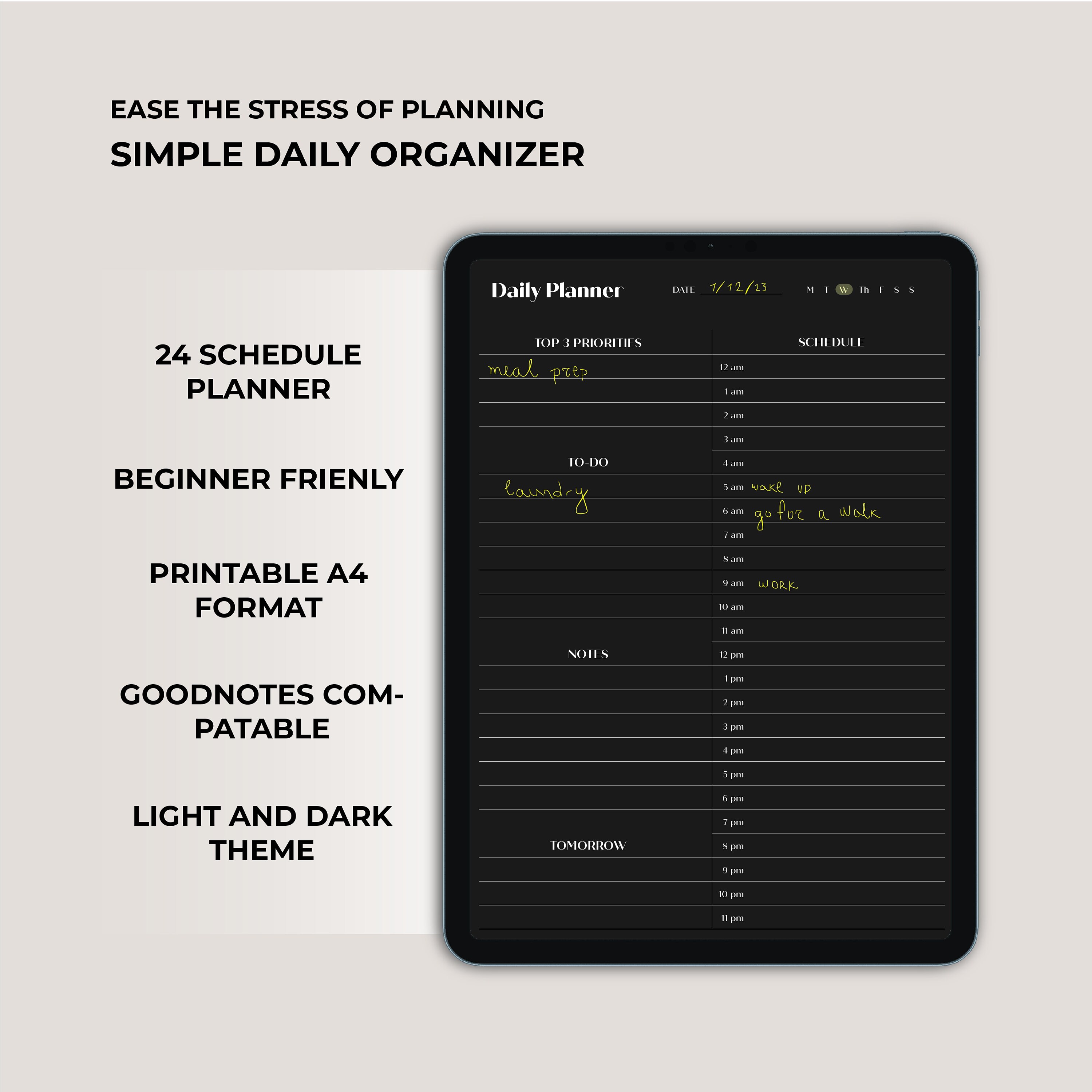 Minimalist Daily Planner, Digital Daily Planner, Goodnotes Planner ...