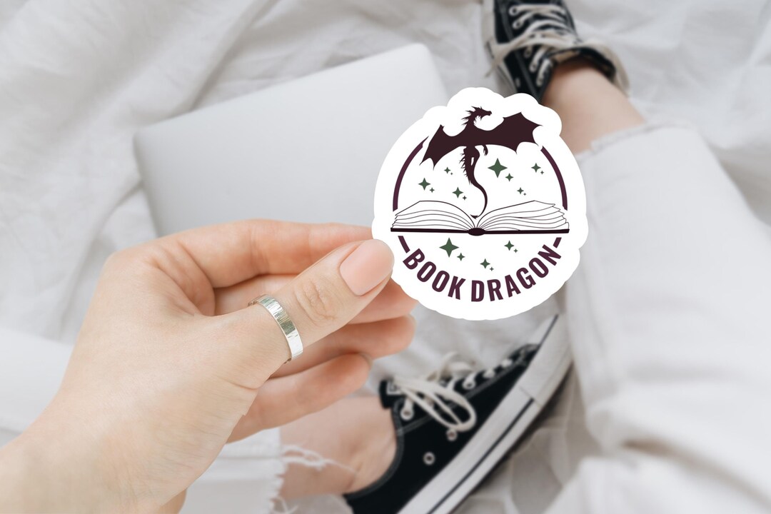 Book Dragon Sticker Waterproof Fantasy Bookish Decal for Readers ...