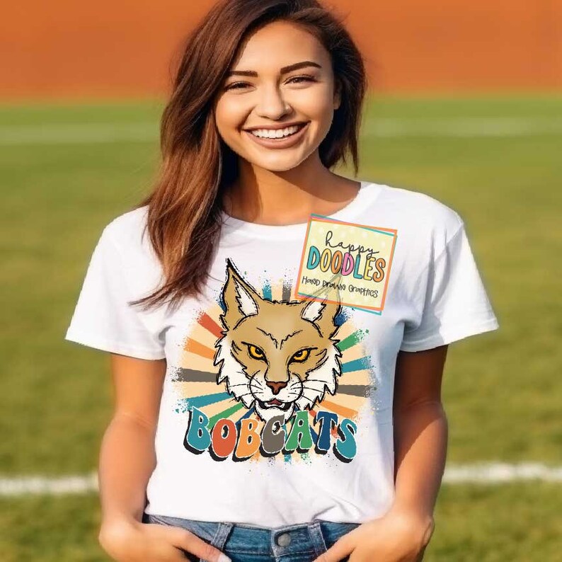 Bobcats Preppy Mascot PNG - Retro Colors Mascot - School Mascot Digital ...