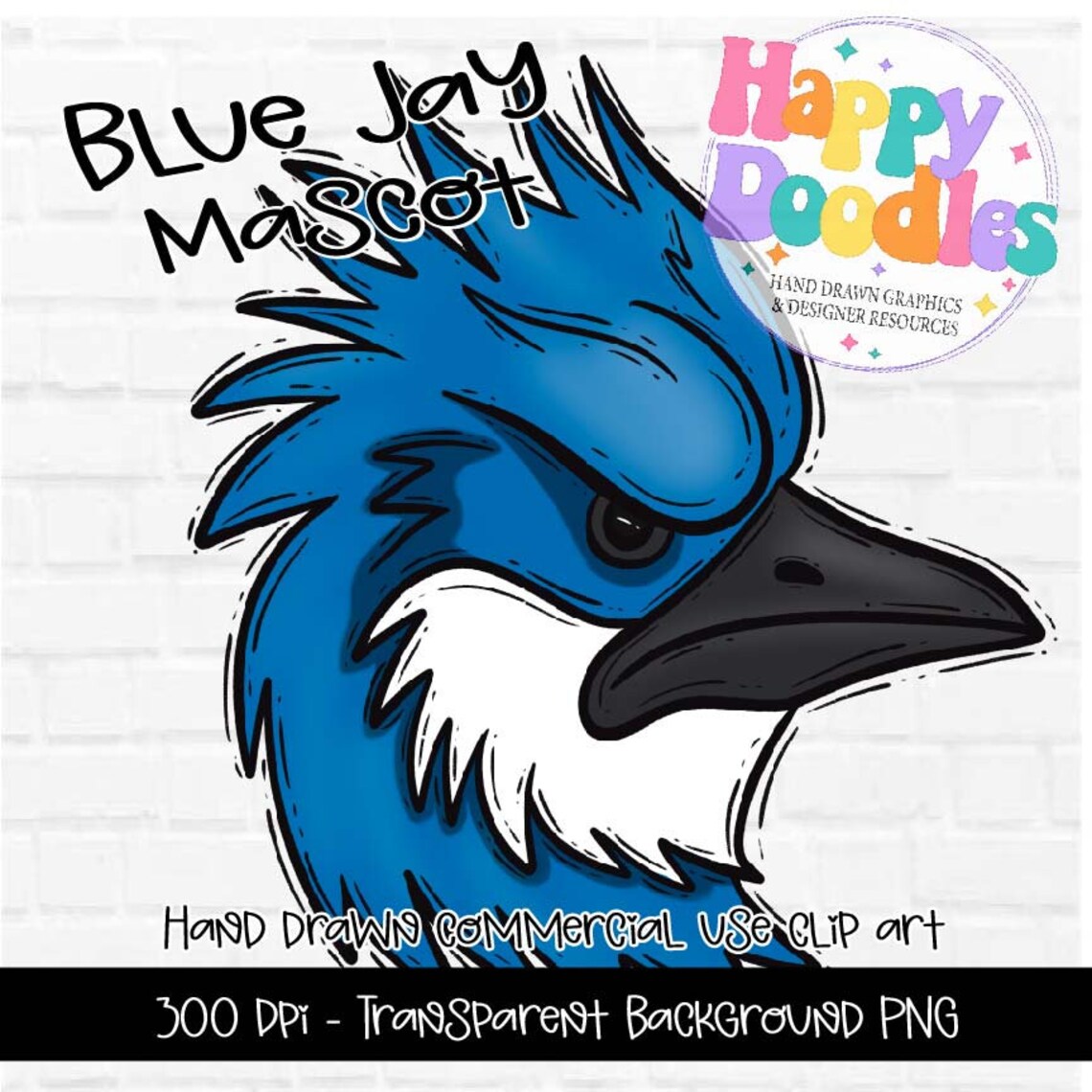 Blue Jay School Mascot - Doodle Clipart PNG Digital Design - Hoppers ...