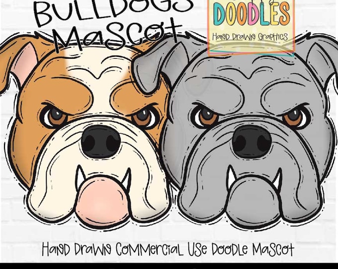 Bulldog School Mascot Doodle Clipart PNG Digital Design Dogs Hand Drawn ...