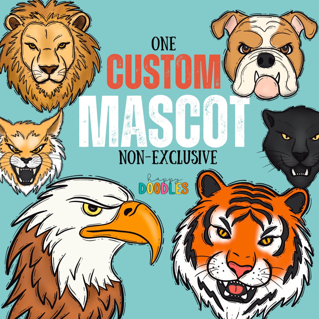 Custom School Mascot - Doodle Clipart PNG Digital Design - Non ...
