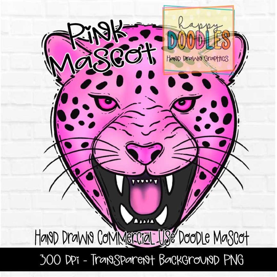 Pink Leopard School Mascot - Doodle Clipart PNG Digital Design ...
