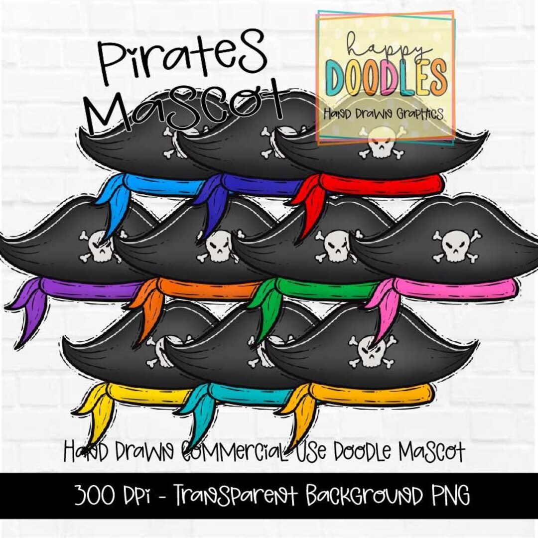 Pirate School Mascot - Doodle Clipart PNG Digital Design - Pirate Hand ...