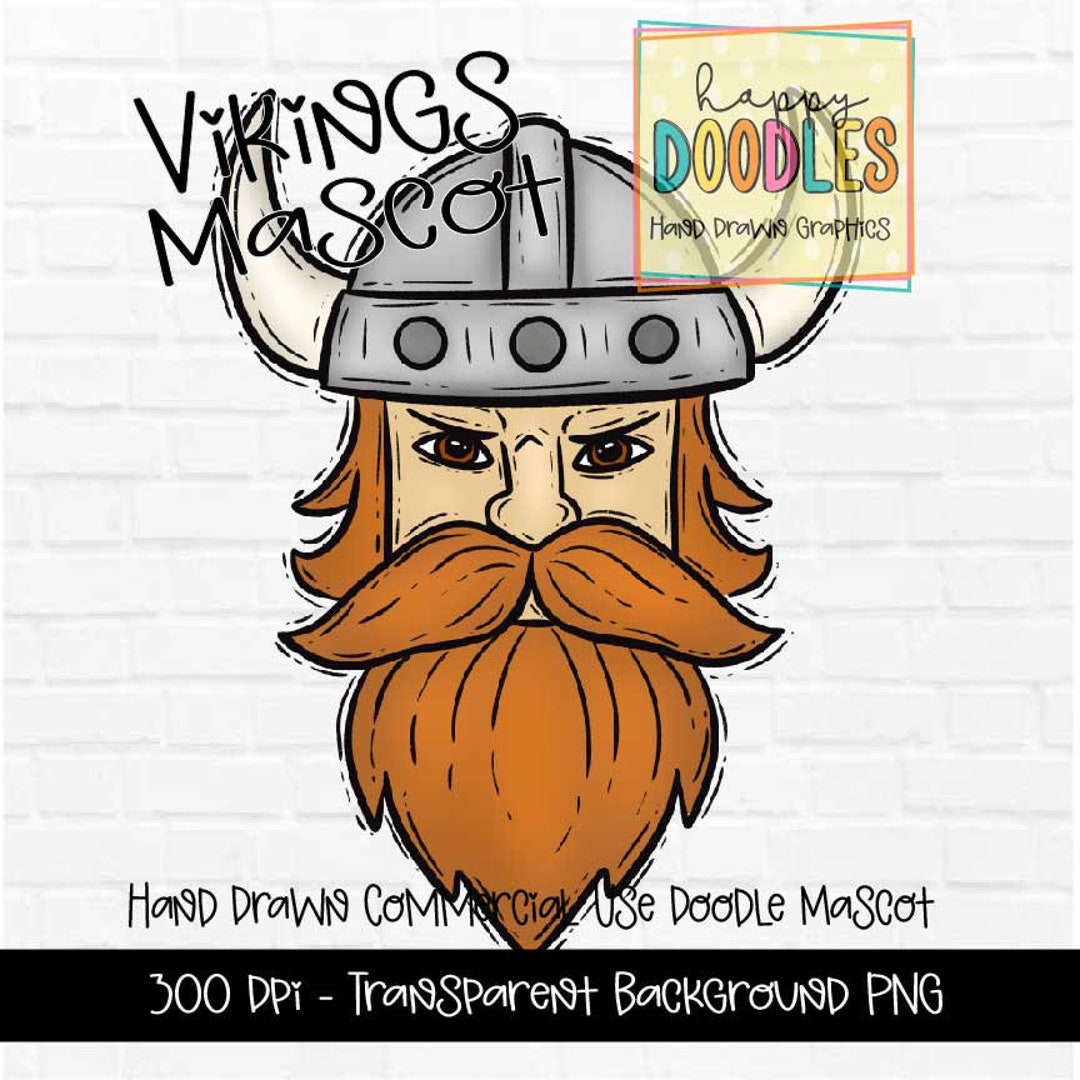 Vikings School Mascot - Doodle Clipart PNG Digital Design - Viking Hand Drawn Clipart - Team ...