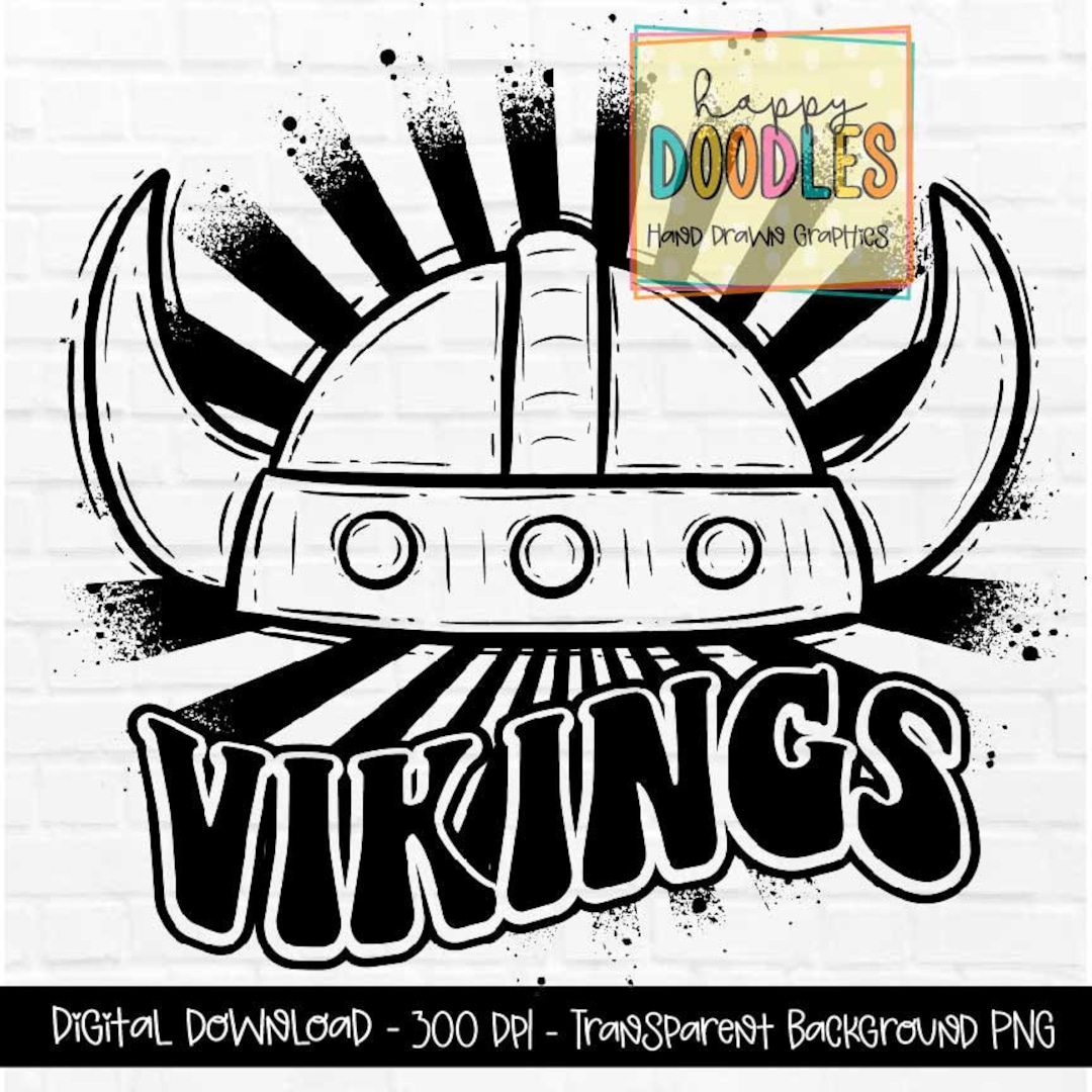 Vikings Preppy Mascot PNG - Retro Mascot Black - School Mascot Digital ...