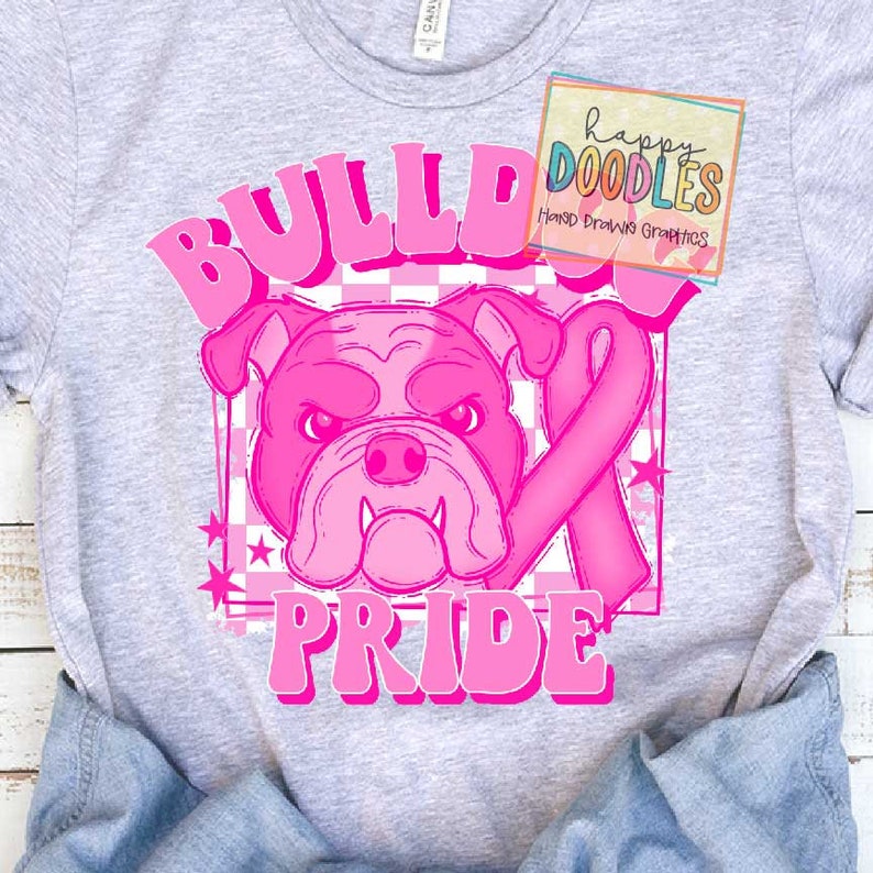 Bulldogs Pink Out Breast Cancer Awareness Bundle, Groovy Checkered ...