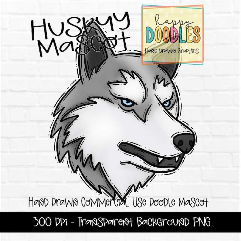 Huskies School Mascot - Doodle Clipart PNG Digital Design - Husky Hand ...