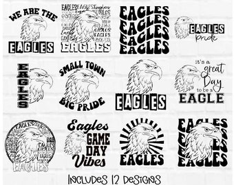 Eagles T-shirt Design Bundle, Preppy Mascot PNG, School Mascot DTF ...