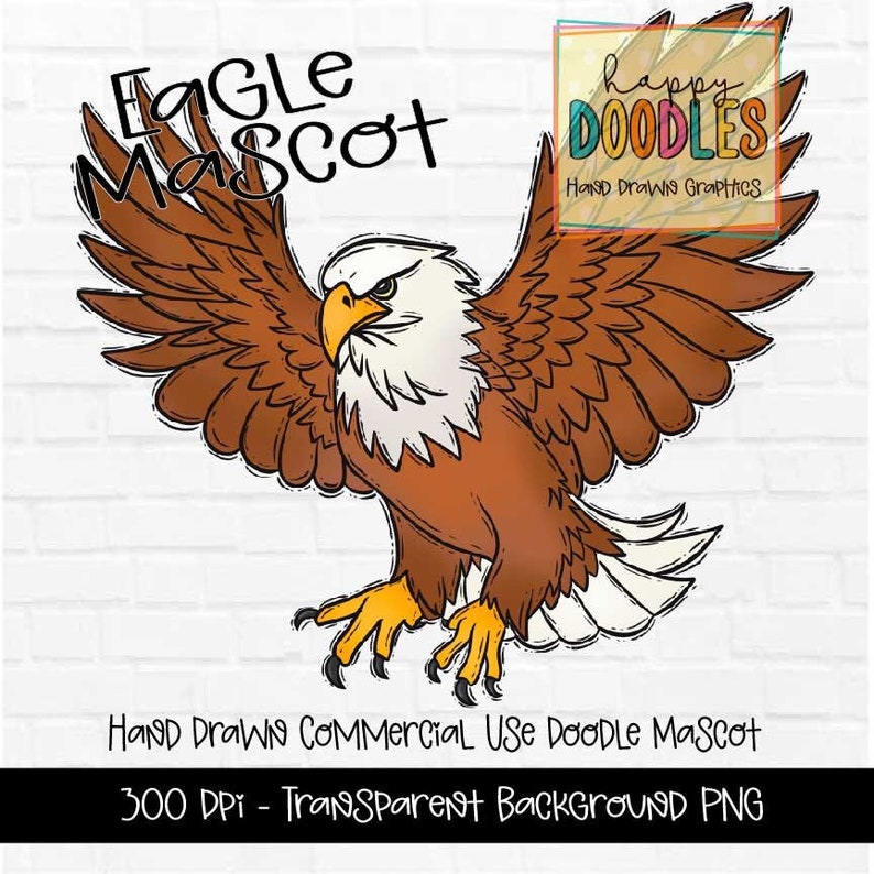 Eagle School Mascot Doodle Clipart PNG Digital Design - Etsy