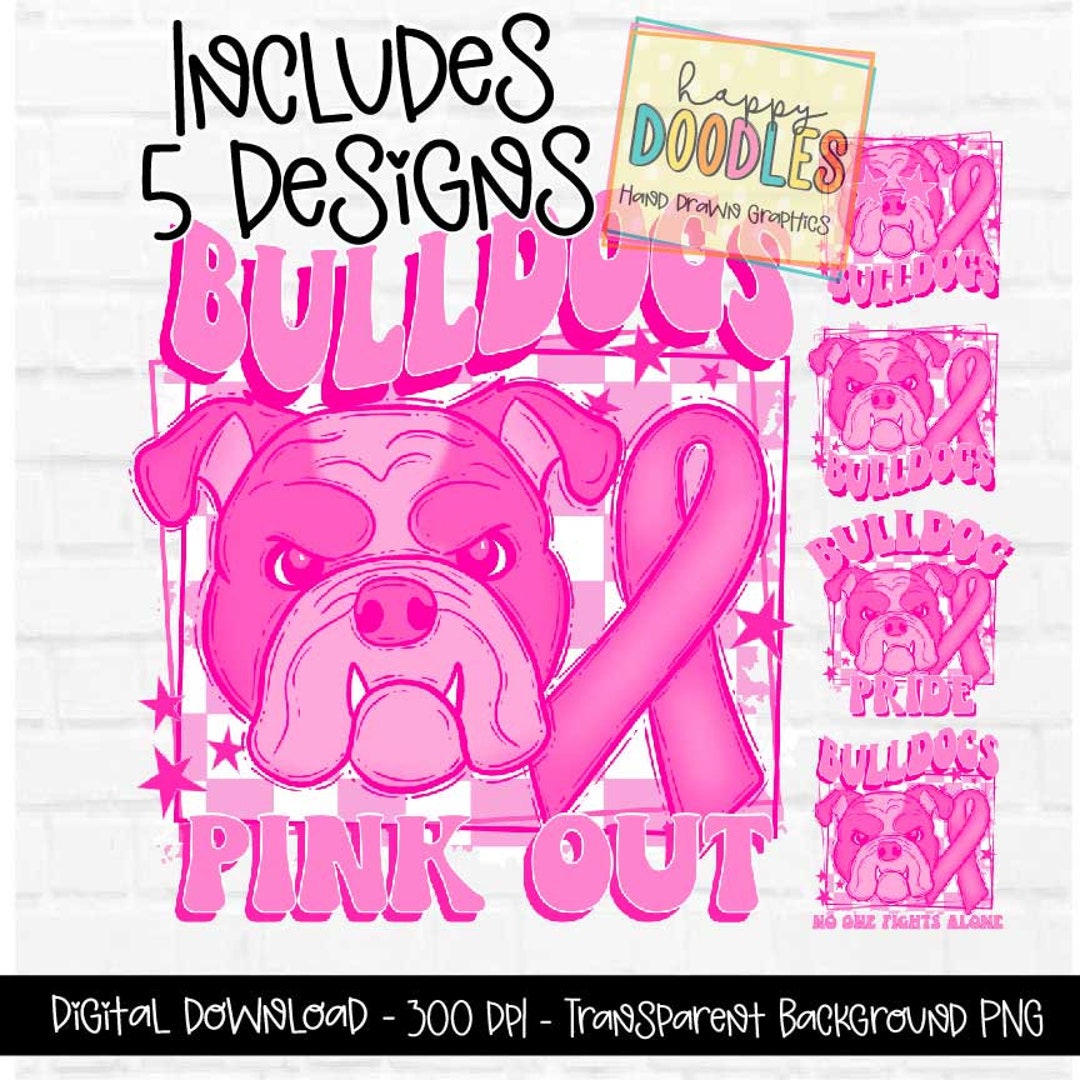 Bulldogs Pink Out Breast Cancer Awareness Bundle, Groovy Checkered ...
