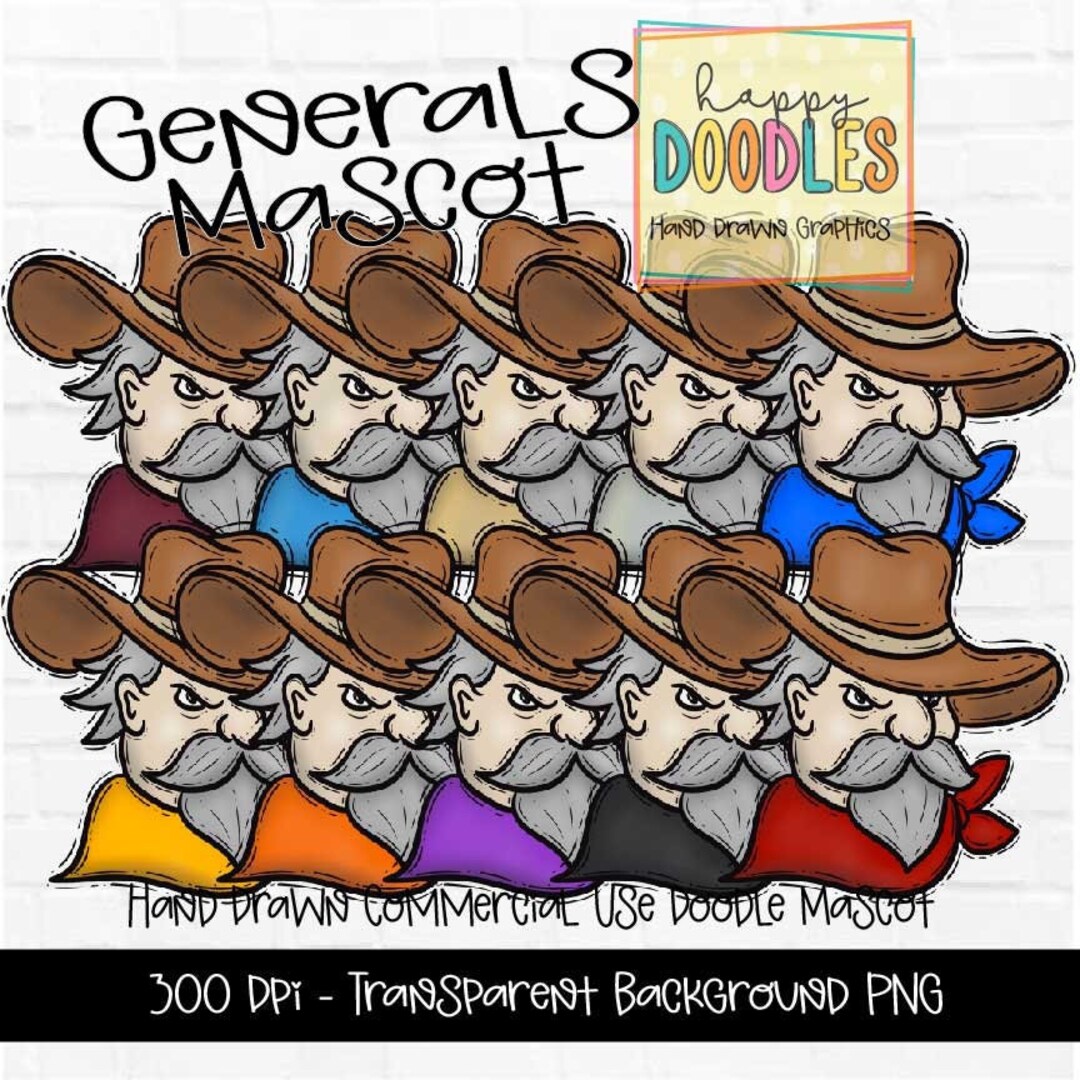 Generals School Mascot - Doodle Clipart PNG Digital Design - General ...
