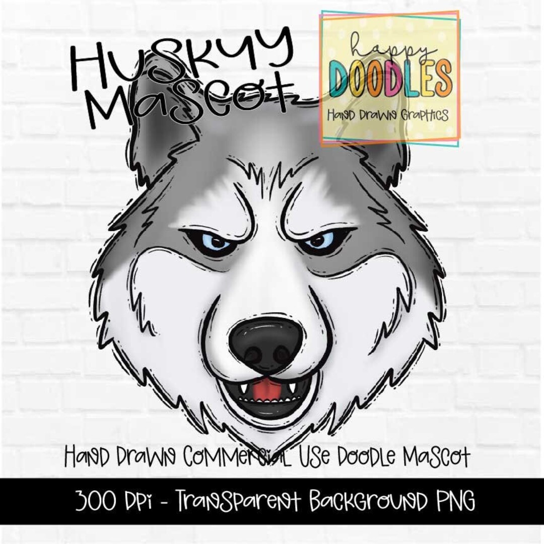Huskies School Mascot - Doodle Clipart PNG Digital Design - Husky Hand ...