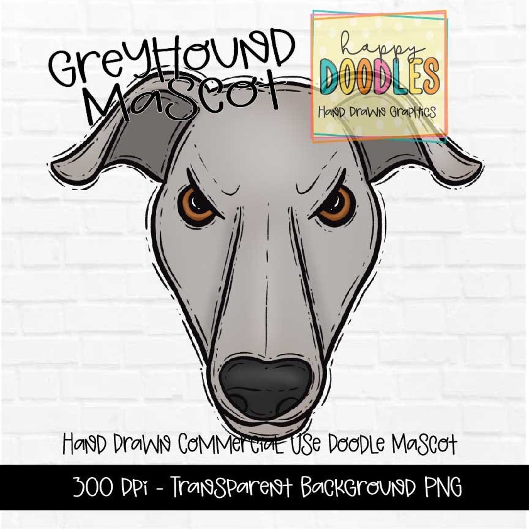 Greyhound School Mascot - Doodle Clipart PNG Digital Design - Greyhound ...