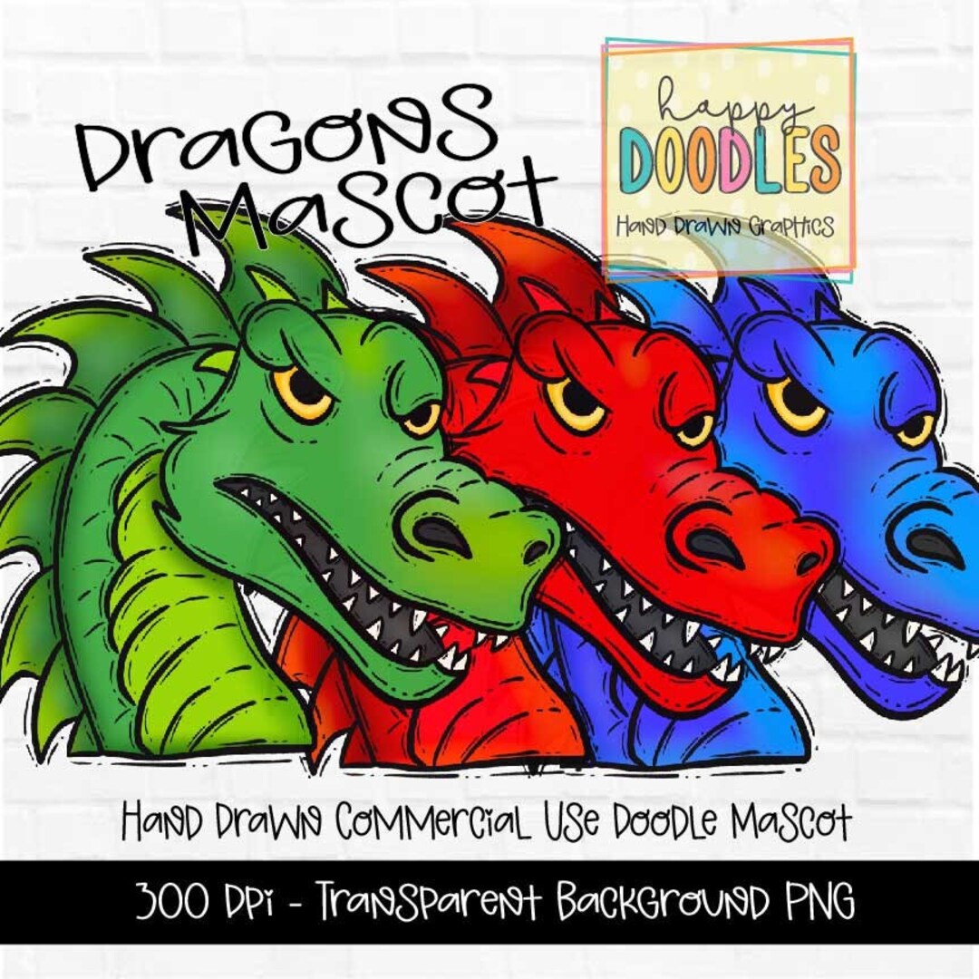 Dragon School Mascot - Doodle Clipart PNG Digital Design - Dragon Hand ...