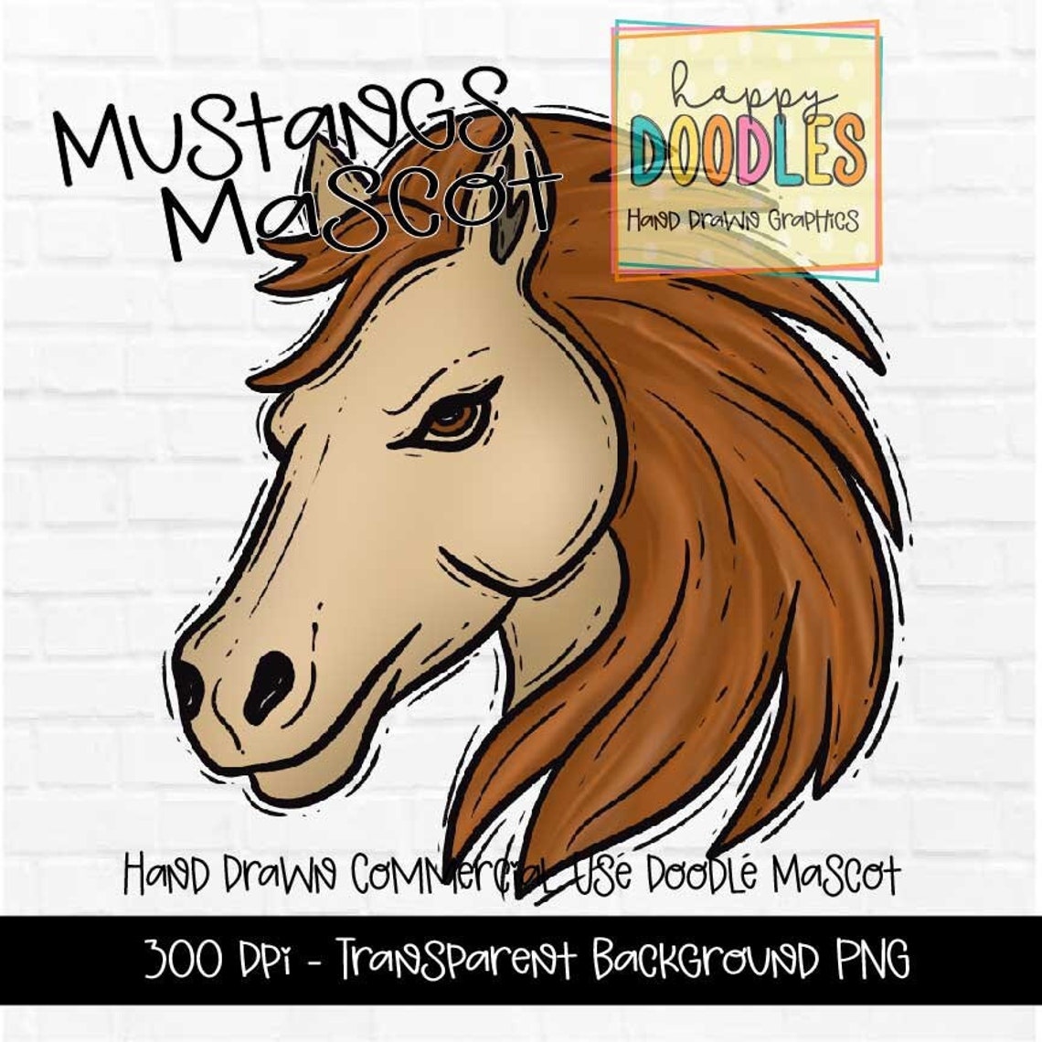 Mustangs School Mascot - Doodle Clipart PNG Digital Design - Broncos ...