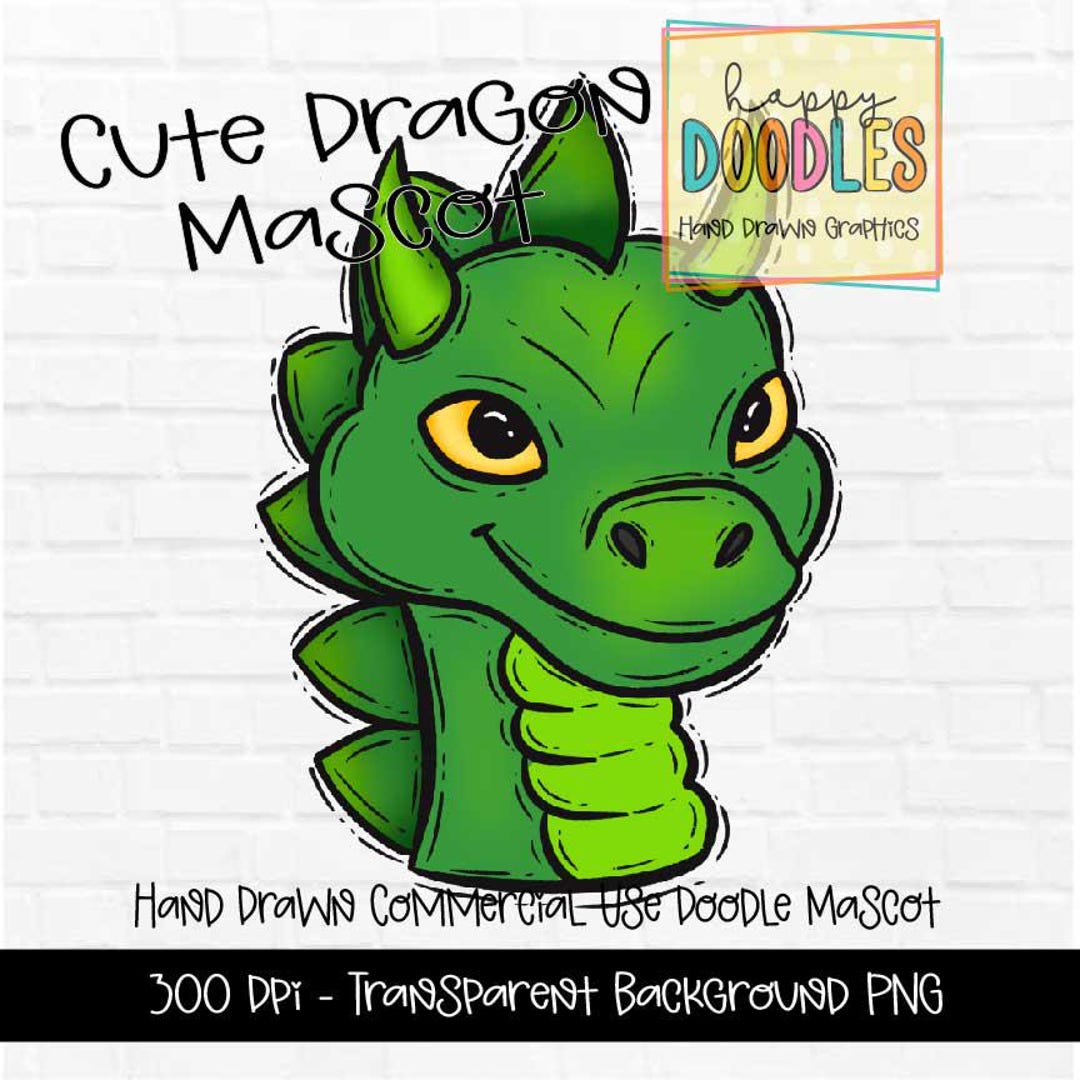 Dragon School Mascot Doodle Clipart PNG Digital Design Dragon Hand ...