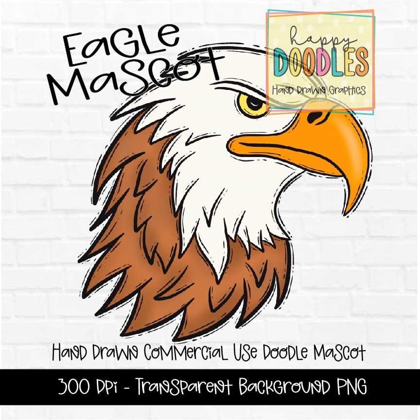 Eagle School Mascot Doodle Clipart PNG Digital Design - Etsy