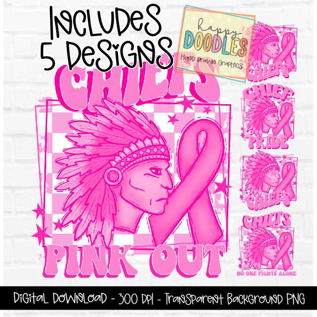 Chiefs Pink Out Breast Cancer Awareness Bundle, Groovy Checkered Starry ...