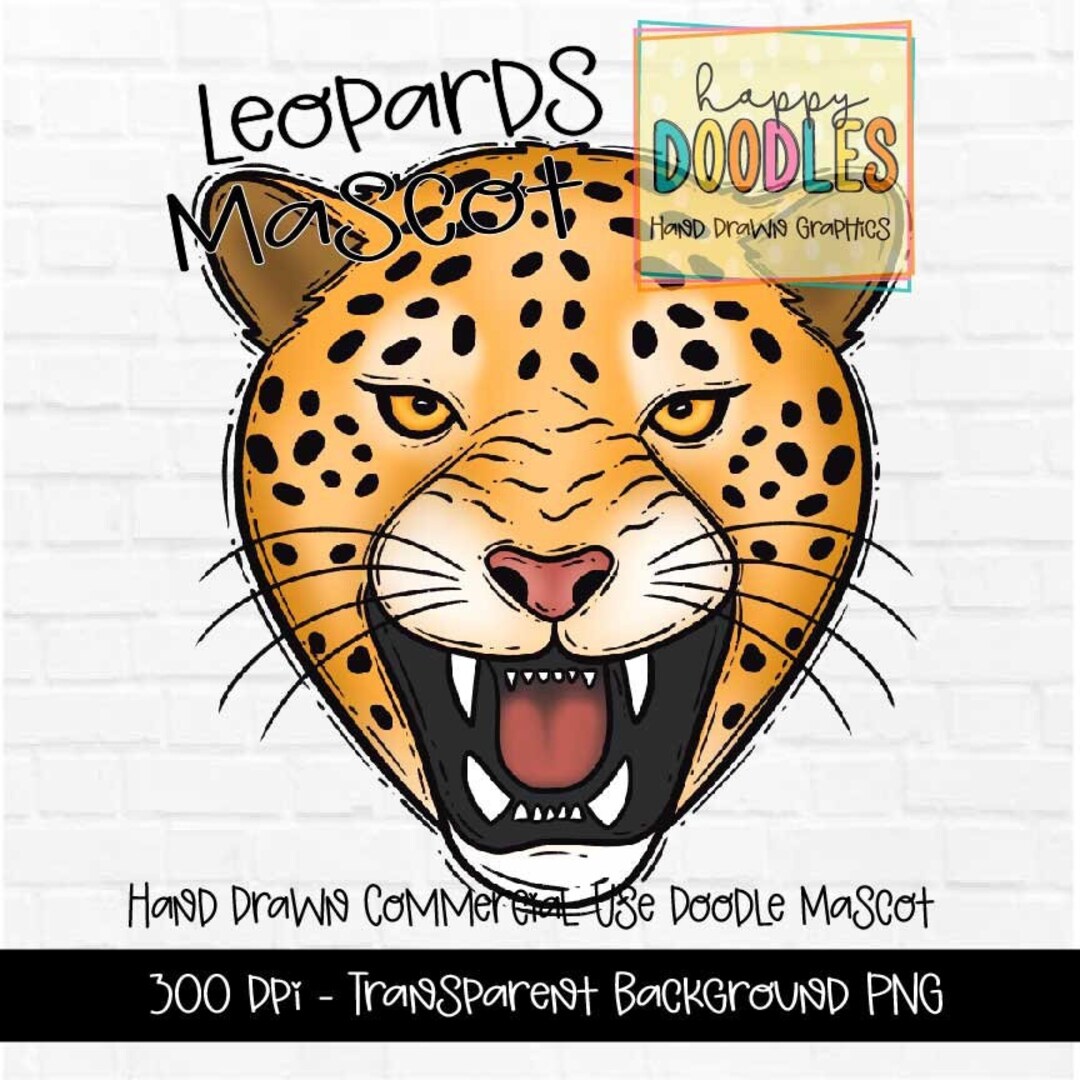 Leopard School Mascot - Doodle Clipart PNG Digital Design - Leopard ...