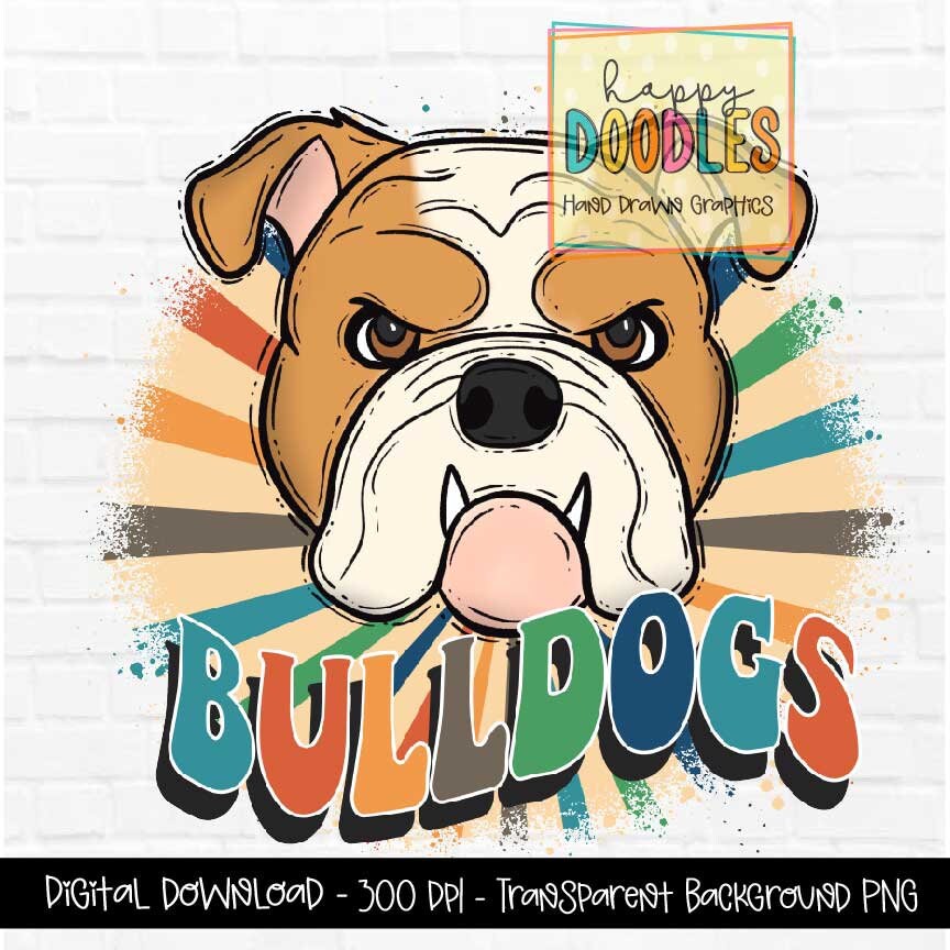 Bulldogs Preppy Mascot PNG Retro Colors Mascot School Mascot Digital ...